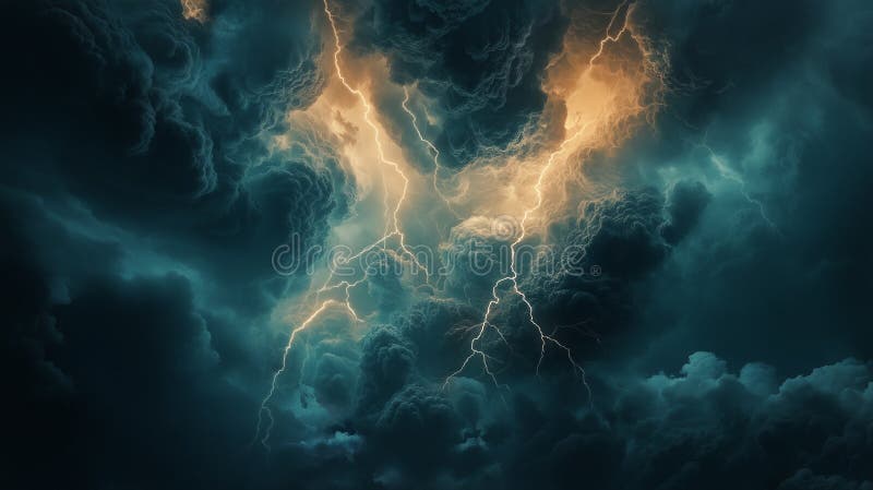 Background with Dark, Moody Colors and Intense Lightning, Capturing the ...