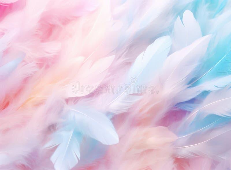 Background with Decorative Elements of Multi-colored Feathers, Pink ...
