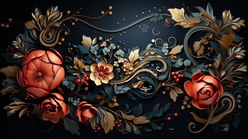 Background of Decorative Plant Elements. Stylized Flowers, Flat ...
