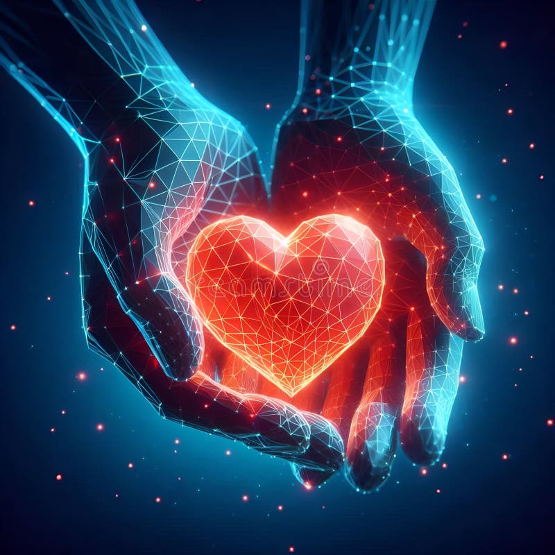 The Background is a Deep Blue, with Subtle Glowing Particles ...