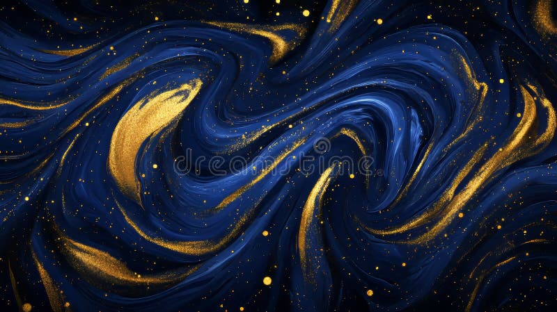A Background with a Deep Navy Base, Showcasing a Gold Paint and Liquid ...
