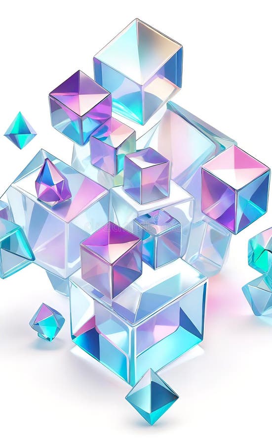 Background Design of Abstract Geometric Transparent Crystals, 3D ...