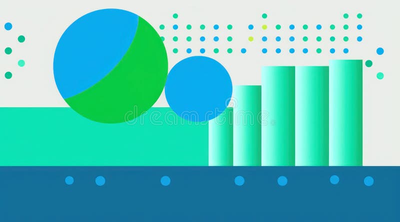 Bars and Circles in Blue and Green Stock Illustration - Illustration of ...