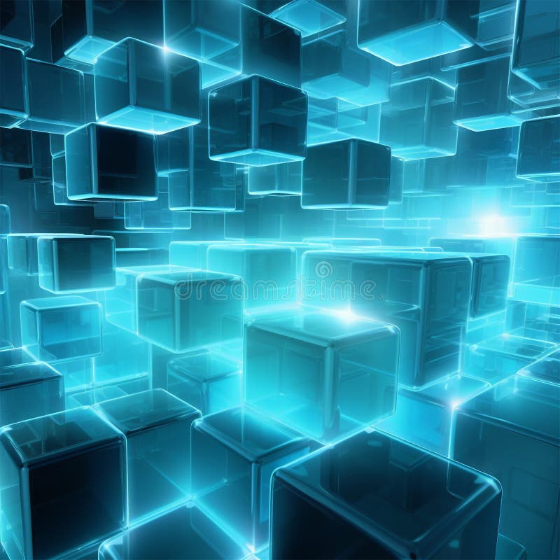 Background Design Cube Pattern with Cyan Shine Inside Stock ...