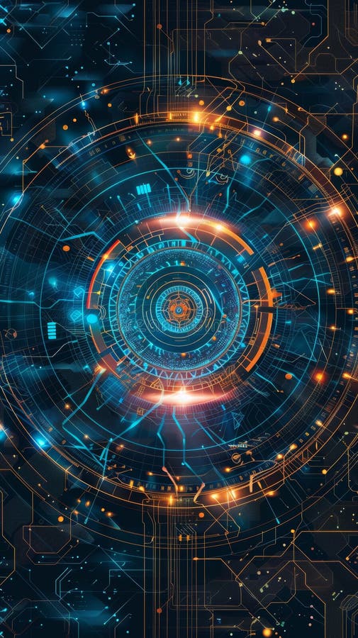 Background Design with Cyber Defense Motifs. Stock Illustration ...