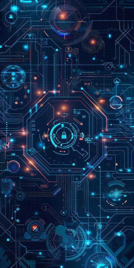 Background Design with Cyber Safety Motifs. Stock Illustration ...