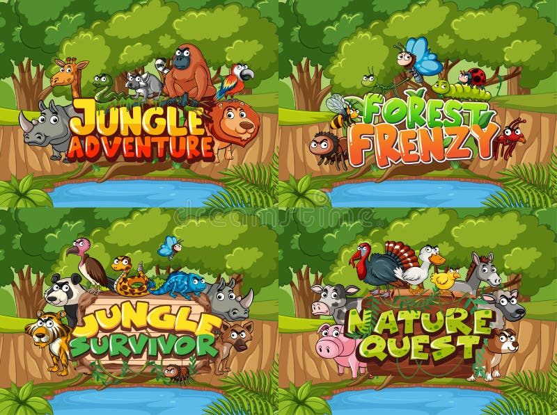 Background Design for Four Title Name Related To Nature Stock Vector ...