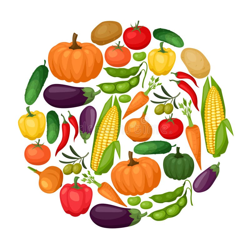 Background Design with Fresh Ripe Stylized Stock Vector - Illustration ...