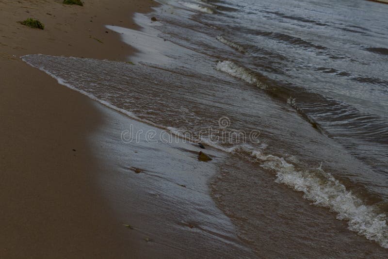 River Bank Sand and Waves on a Cloudy Day Stock Image - Image of resort ...