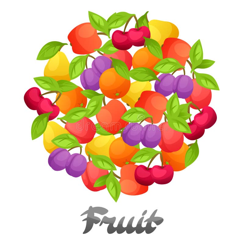 Background Design with Stylized Fresh Ripe Fruits Stock Vector ...