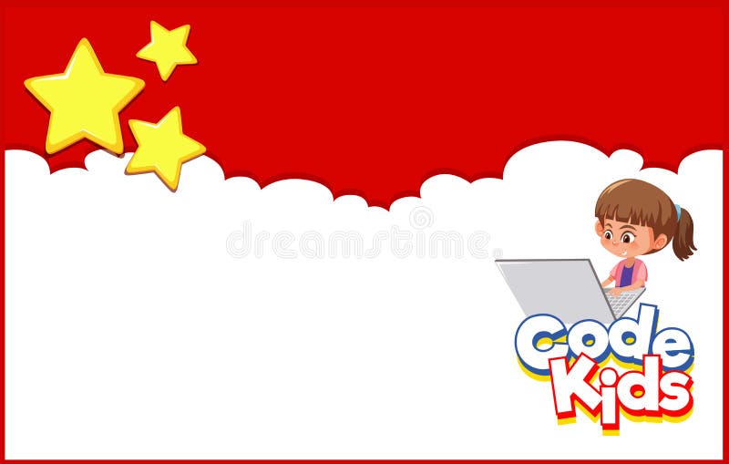 Background Design Template with Girl Using Computer Stock Vector ...