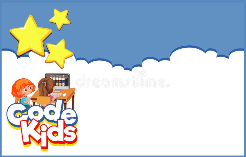 Background Design Template with Girls Working on Computer Stock Vector ...