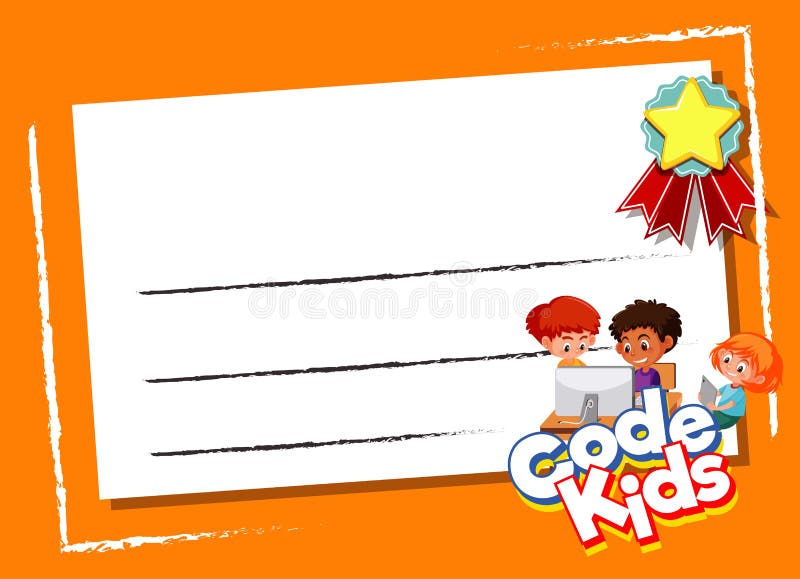 Background Design Template with Kids Using Computer Stock Vector ...