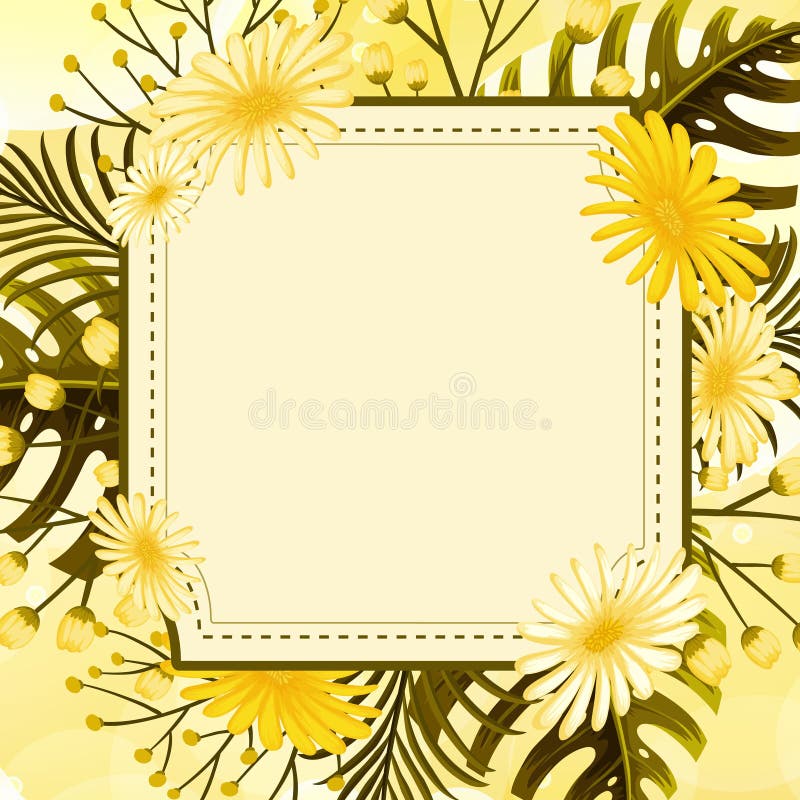 Background Design with Yellow Flowers Frame Stock Illustration ...
