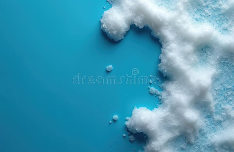Background of Detergent Foam Bubble on Bright Blue Water. Soap Sud ...
