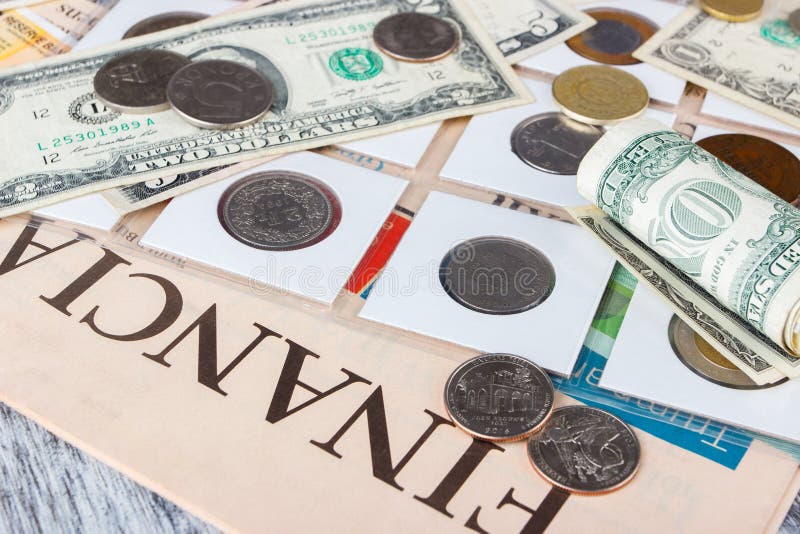 Background from Different Collector Coins and Banknotes Stock Photo ...