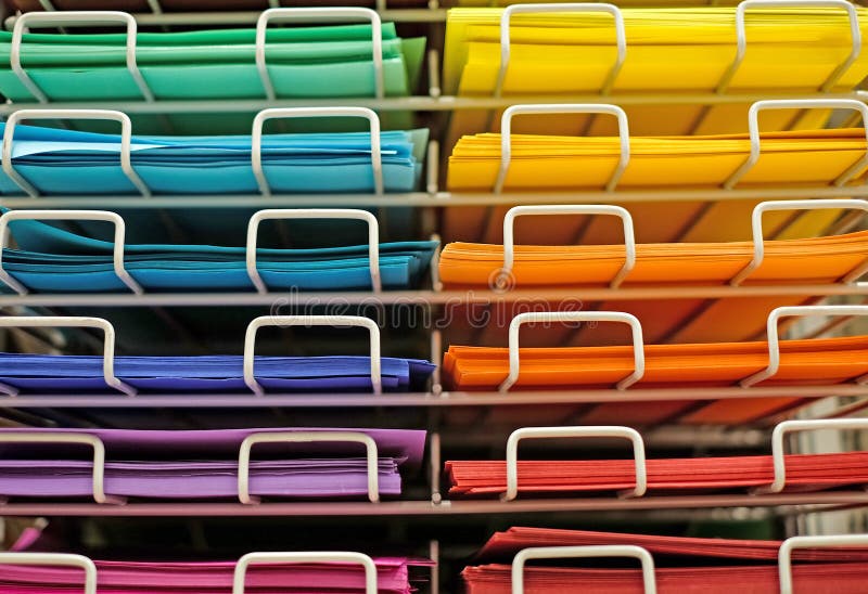 Background with Different Color Papers on the Counter in Art Store ...