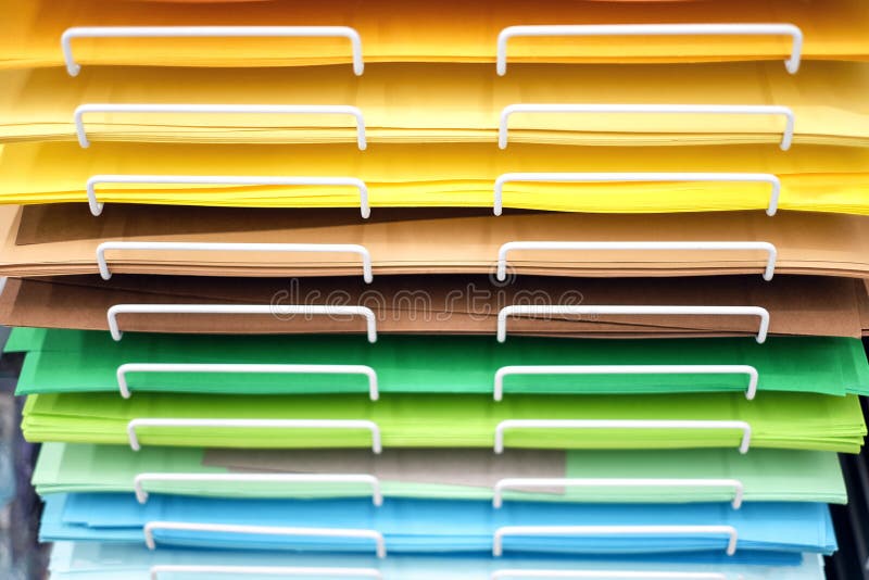 Background with Different Color Papers on the Counter in Art Store ...