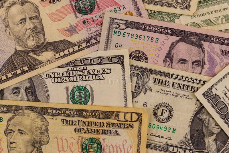 Different Dollar Banknotes with Faces Near Each Othe Stock Image ...