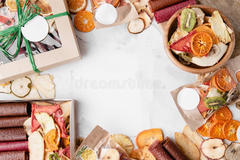 Background from Different Dried Fruits for Writing Text. Light Concrete ...