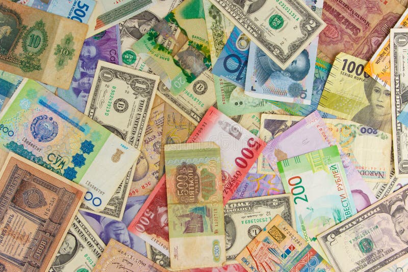 Background from Different Money Banknotes from All Over the World Stock ...