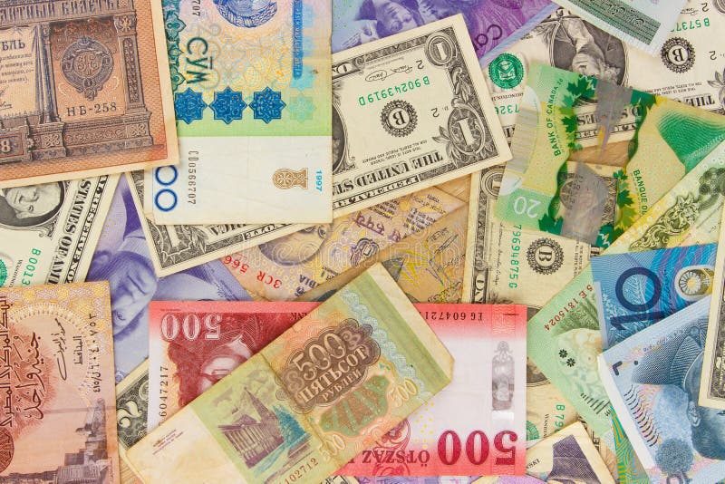 Background from Different Money Banknotes from All Over the World Stock ...