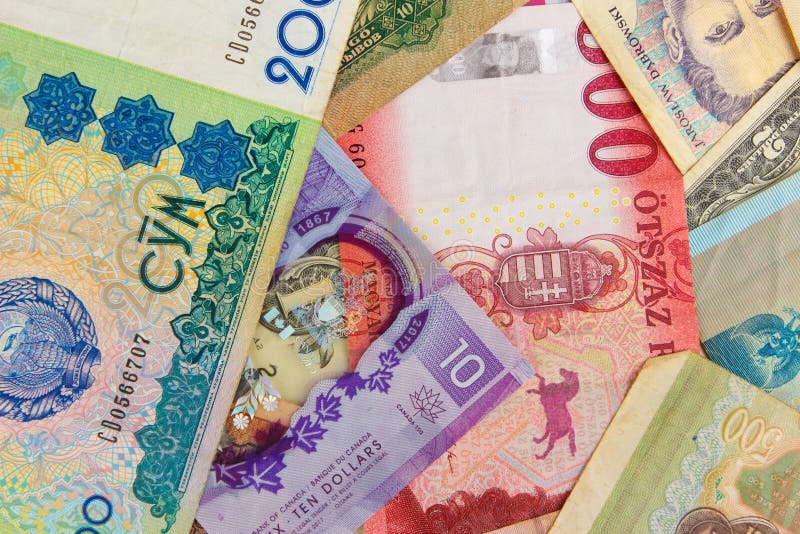 Background from Different Money Banknotes from All Over the World Stock ...