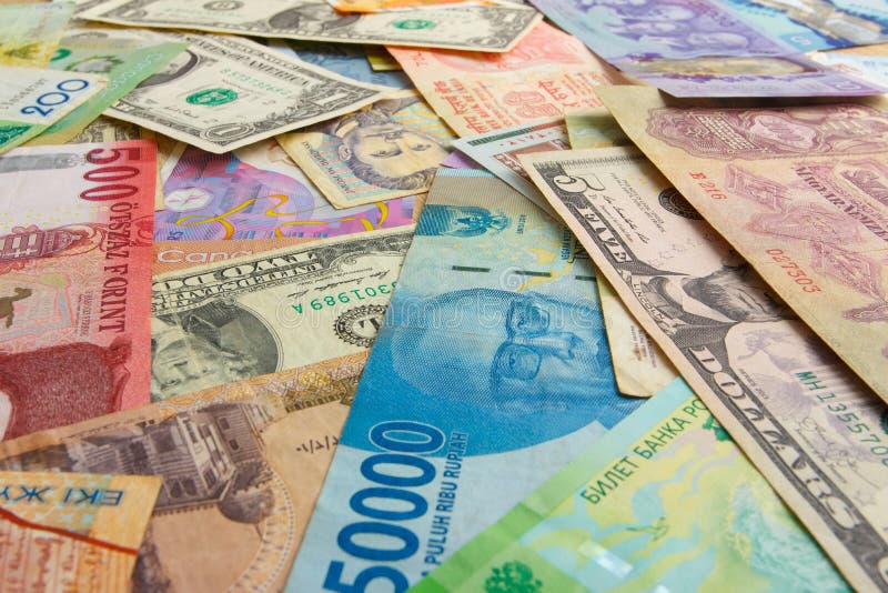 Background from Different Money Banknotes from All Over the World Stock ...