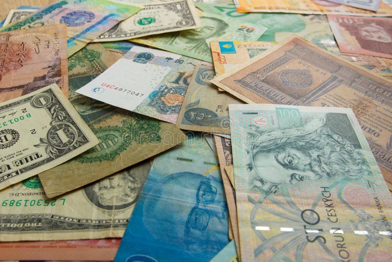 Background from Different Money Banknotes from All Over the World Stock ...