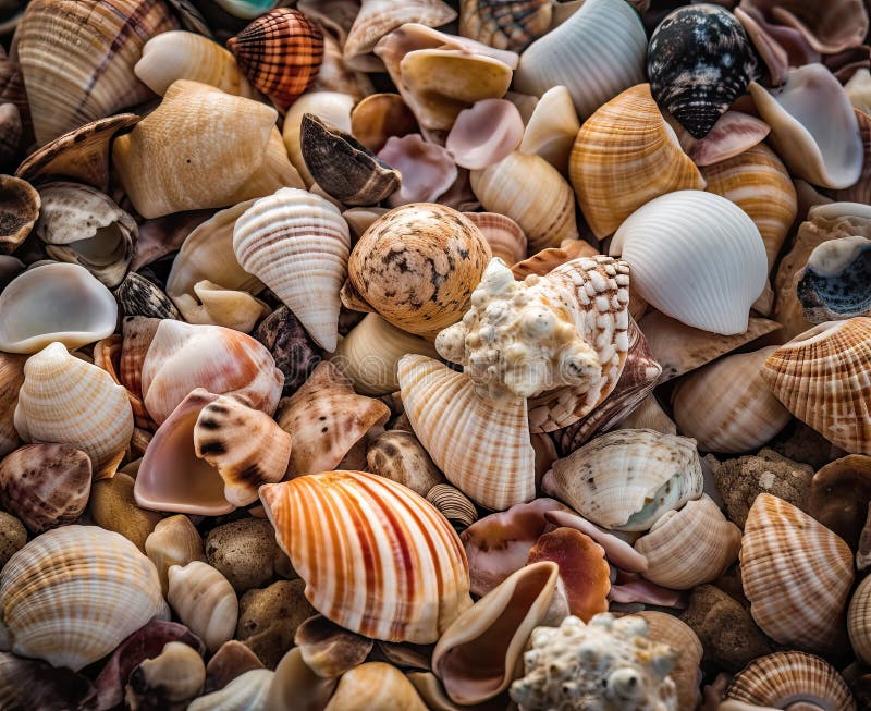 Background from Different Sea Shells Close Up. Stock Illustration ...