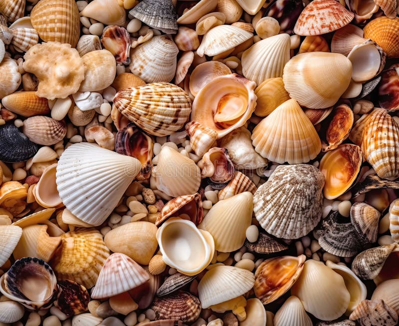Background from Different Sea Shells Close Up. Stock Illustration ...