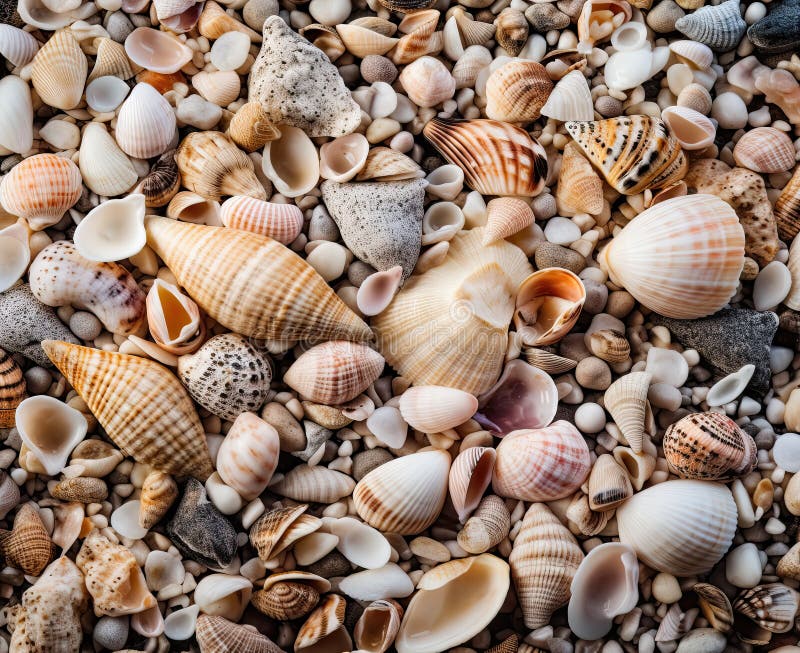Background from Different Sea Shells Close Up. Stock Illustration ...