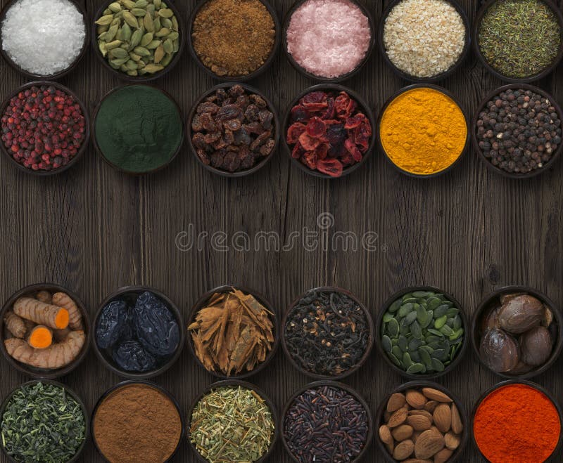 Background with Different Spices and Seeds Stock Image - Image of ...