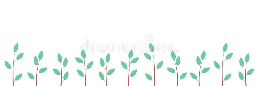 Background with Different Young Plants. Sprouts of Trees Stock Vector ...