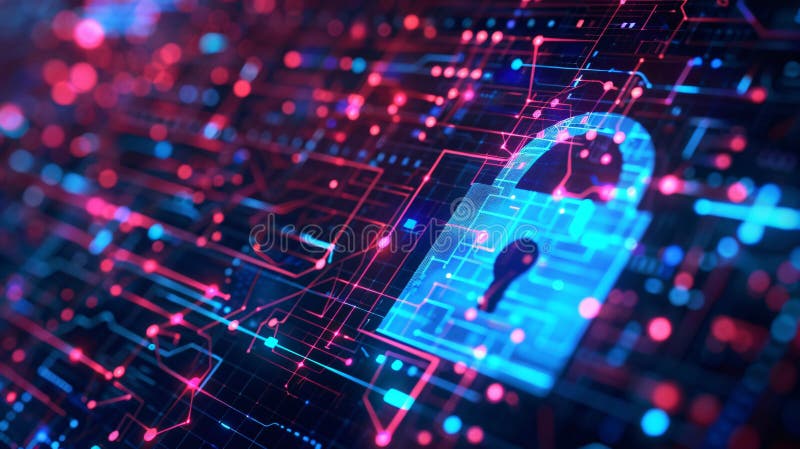 The Background of a Digital Lock for Cybersecurity Stock Image - Image ...