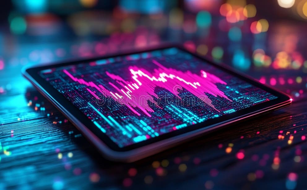 The Background of Digital Technology Strategy Features a 3D Tablet with ...