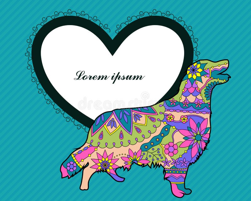 Background with Dog and Heart Shape Banner Stock Illustration ...