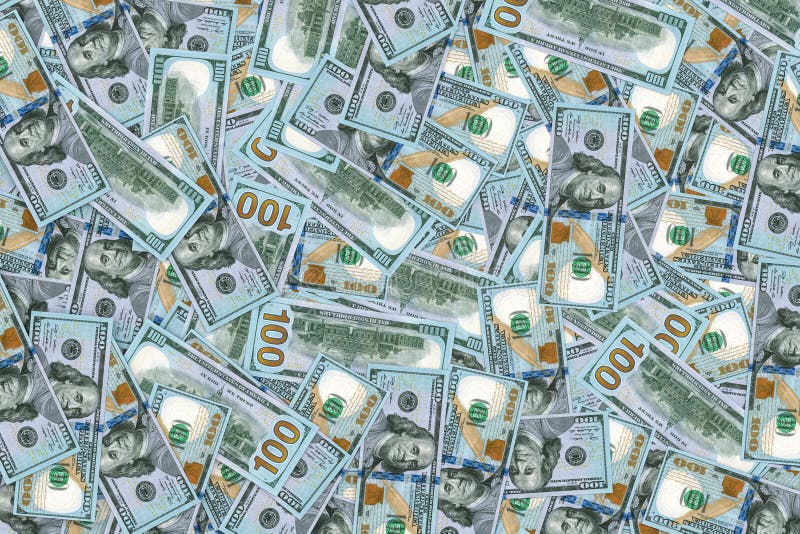 Background from Dollar Banknotes, Top View. 3D Rendering Stock ...