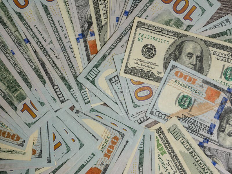 Background of 100 Dollar Bills, Top View. Stock Photo - Image of ...