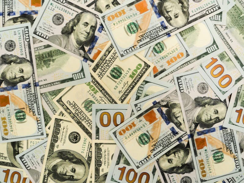 Background of 100 Dollar Bills, Top View. Stock Image - Image of ...