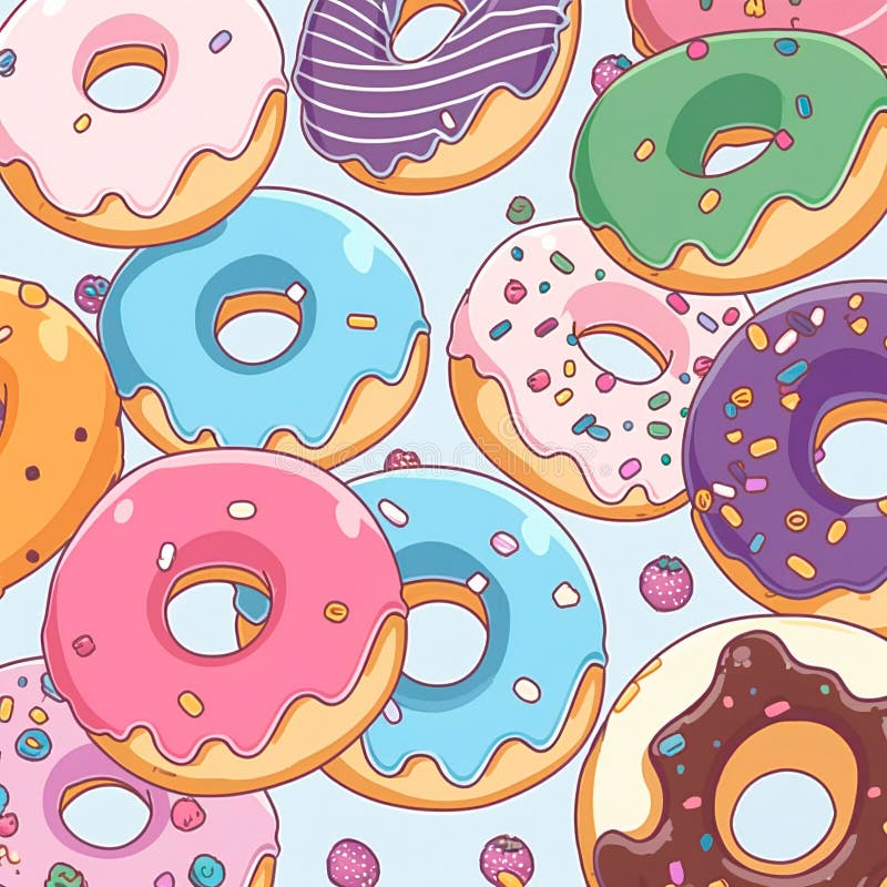 Background with donuts stock illustration. Illustration of caramel ...