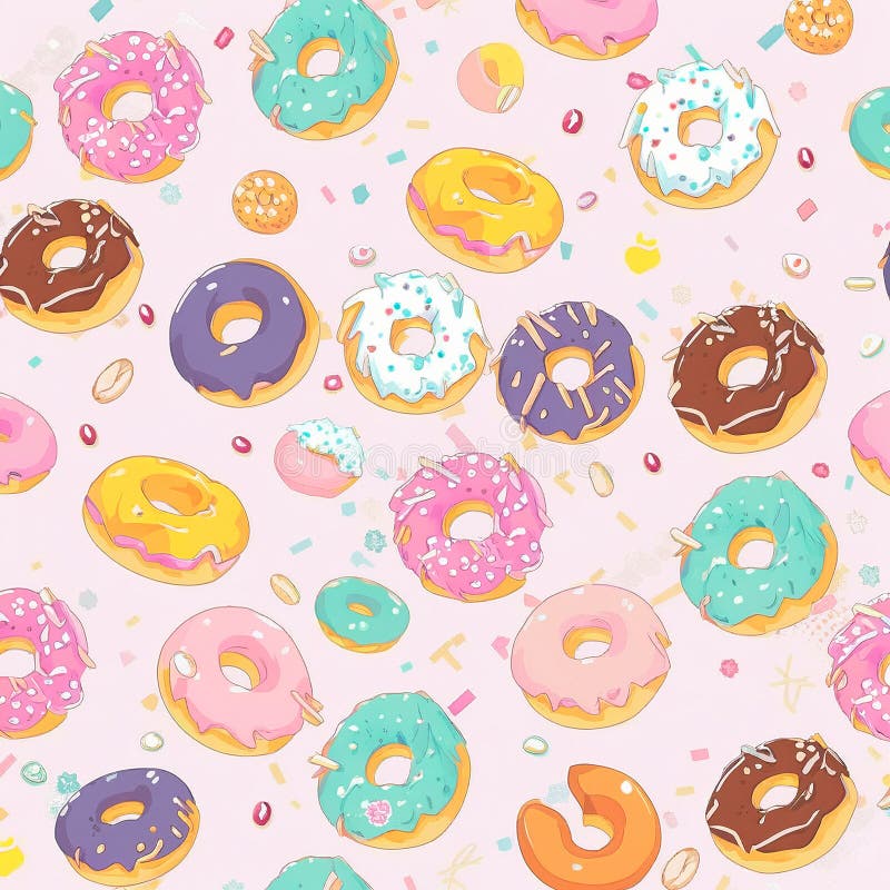 Background with donuts stock illustration. Illustration of brown ...