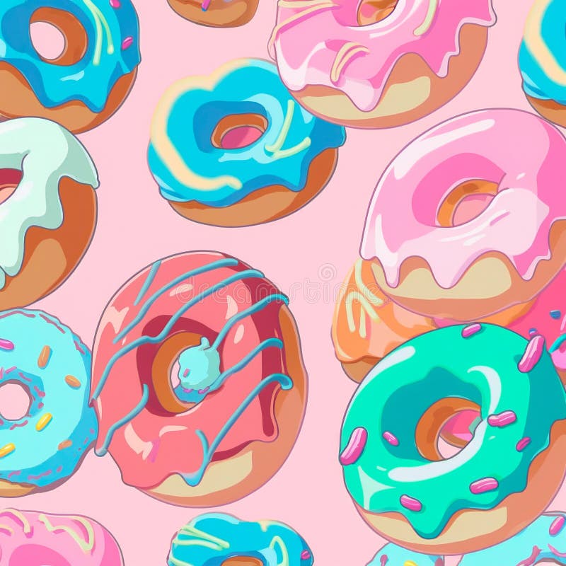 Background with donuts stock illustration. Illustration of dessert ...