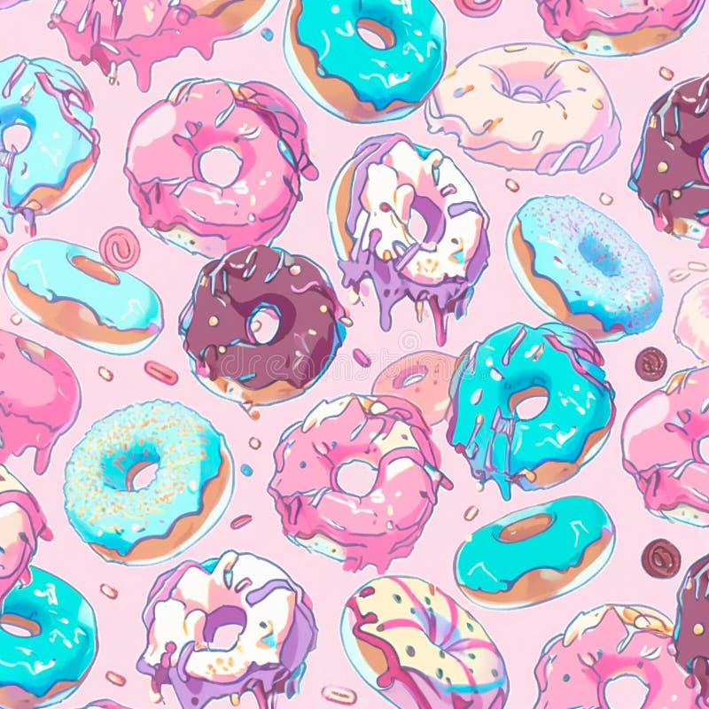 Background with donuts stock illustration. Illustration of caramel ...