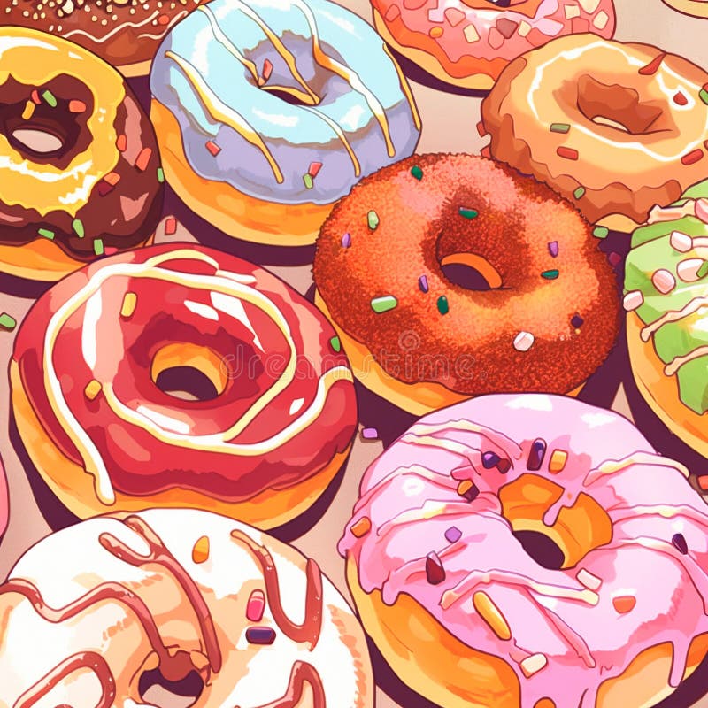 Background with donuts stock illustration. Illustration of caramel ...