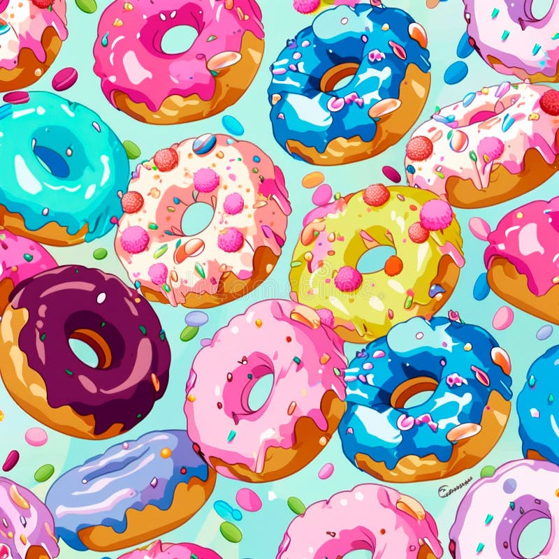 Background with donuts stock illustration. Illustration of cake - 267006439