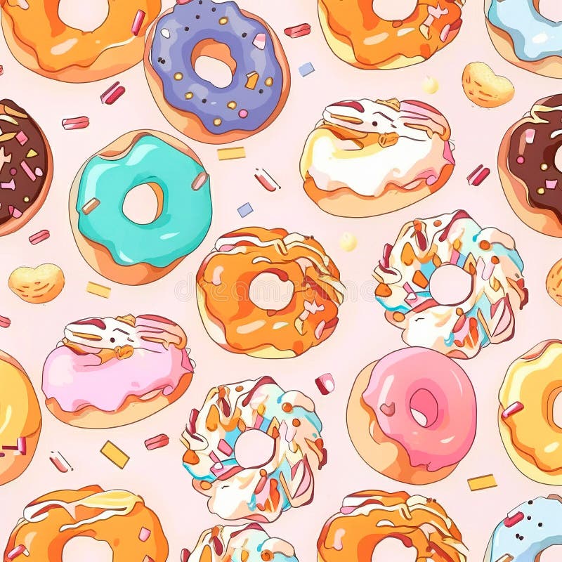 Background with donuts stock illustration. Illustration of eating ...