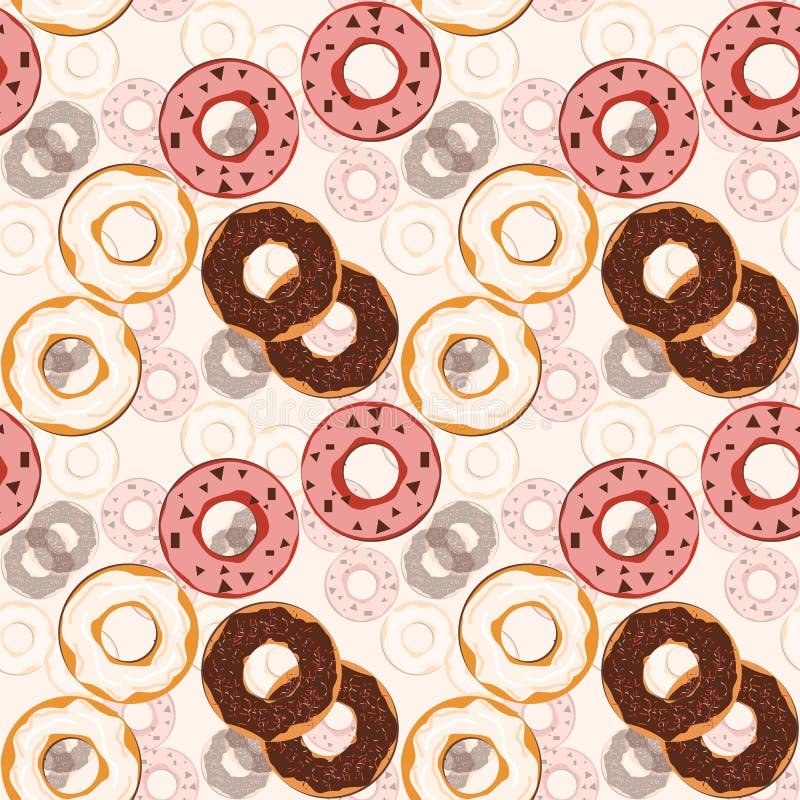 Background with Donuts. Seamless Vector Pattern. Stock Vector ...