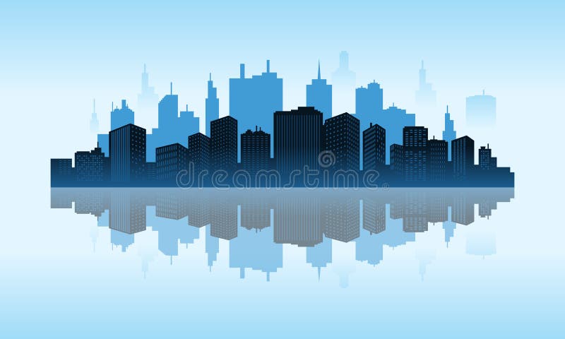 Background of Downtown with Scenery Beautiful Lake Stock Illustration ...