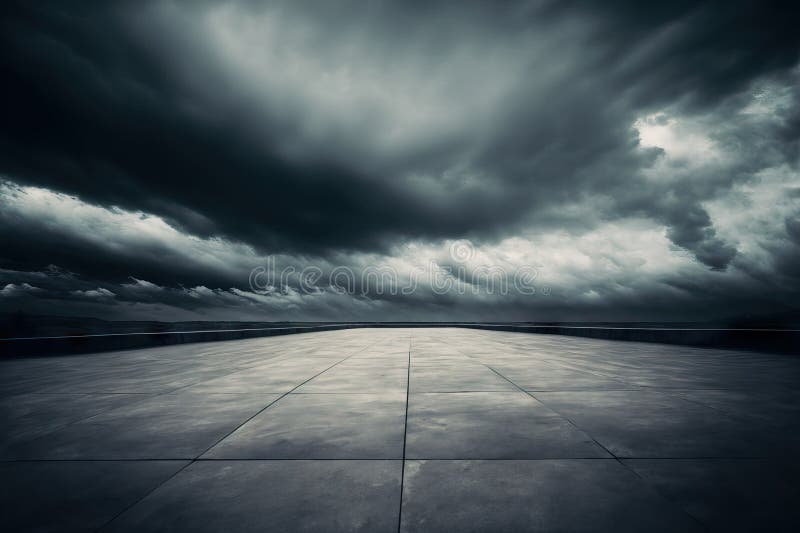 Background of Dramatic Gray Sky Clouds and Dark Concrete Floor Stock ...